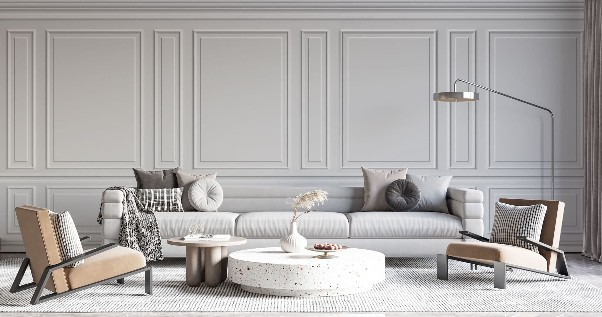 White Wall Luxury Boiserie Wood Panels Wallpaper Antique Baroque ...