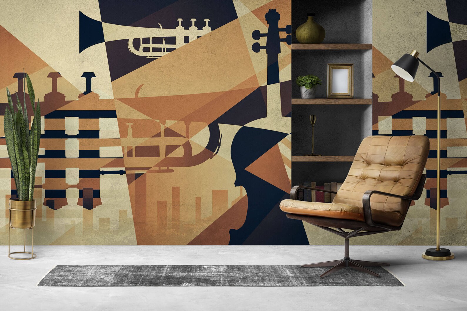 Abstract Musical Instruments Wallpaper | Luxury Modern Wall Decor ...