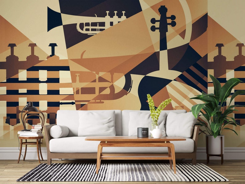Abstract Musical Instruments Wallpaper | Luxury Modern Wall Decor ...