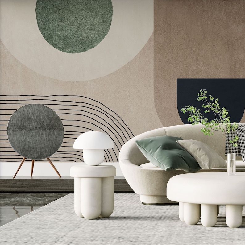 Circle Line Art Watercolor | Modern Minimalist Abstract Wallpaper ...