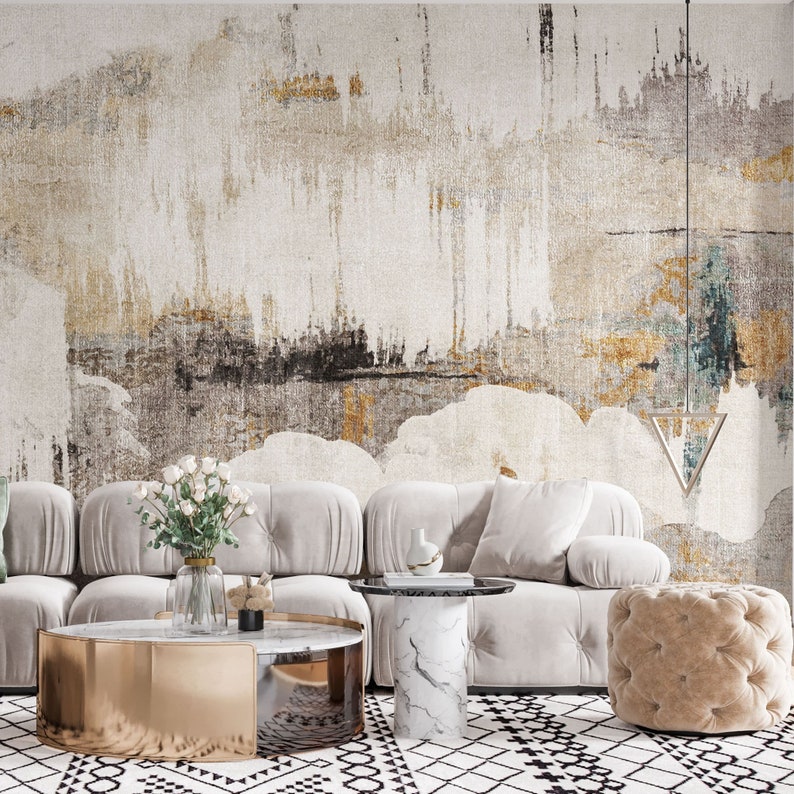 Copper Beige Paint Abstract Wallpaper | Luxury Modern Wall Decor ...