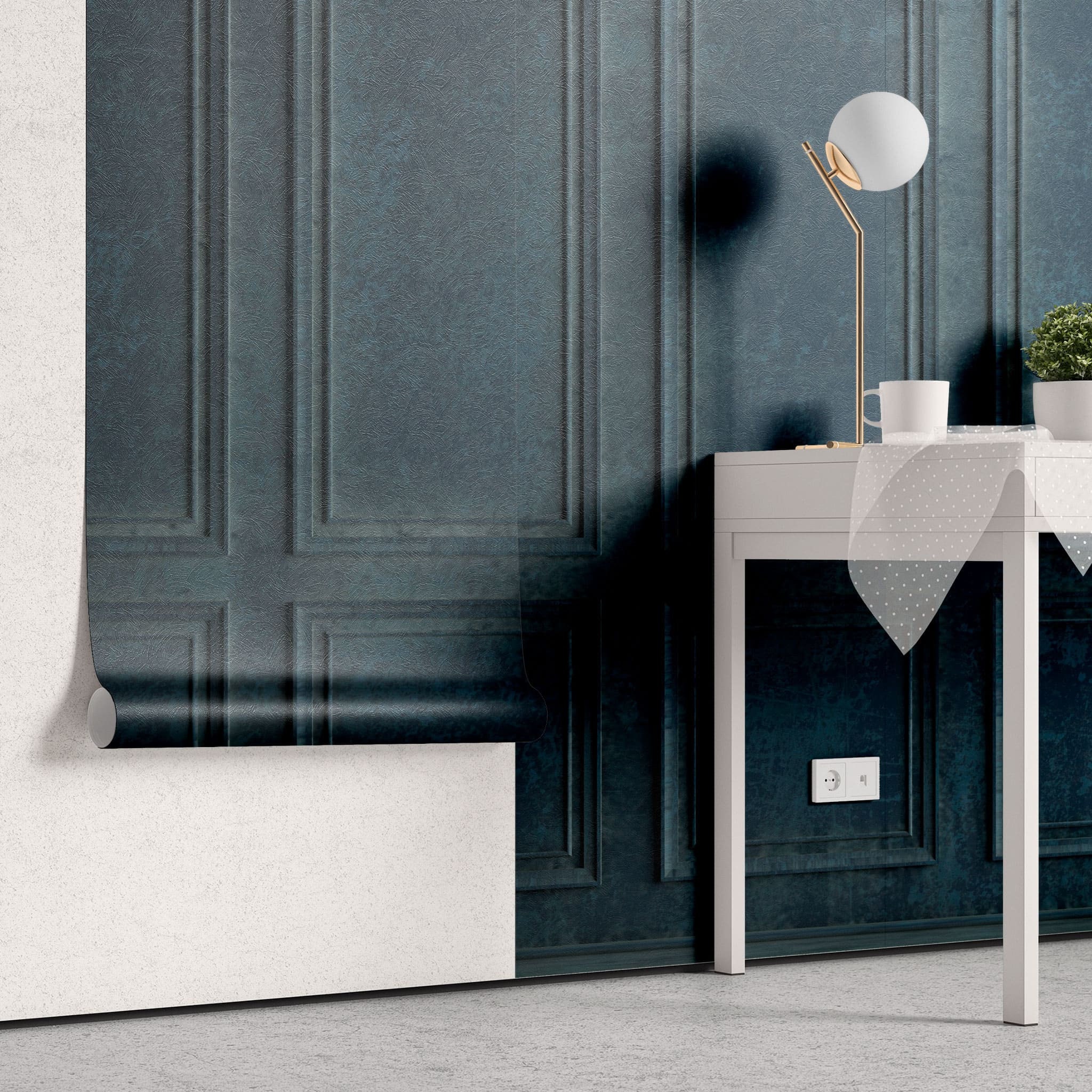 Vintage Blue Luxury Boiserie Wood Panels Wallpaper | Antique Baroque ...