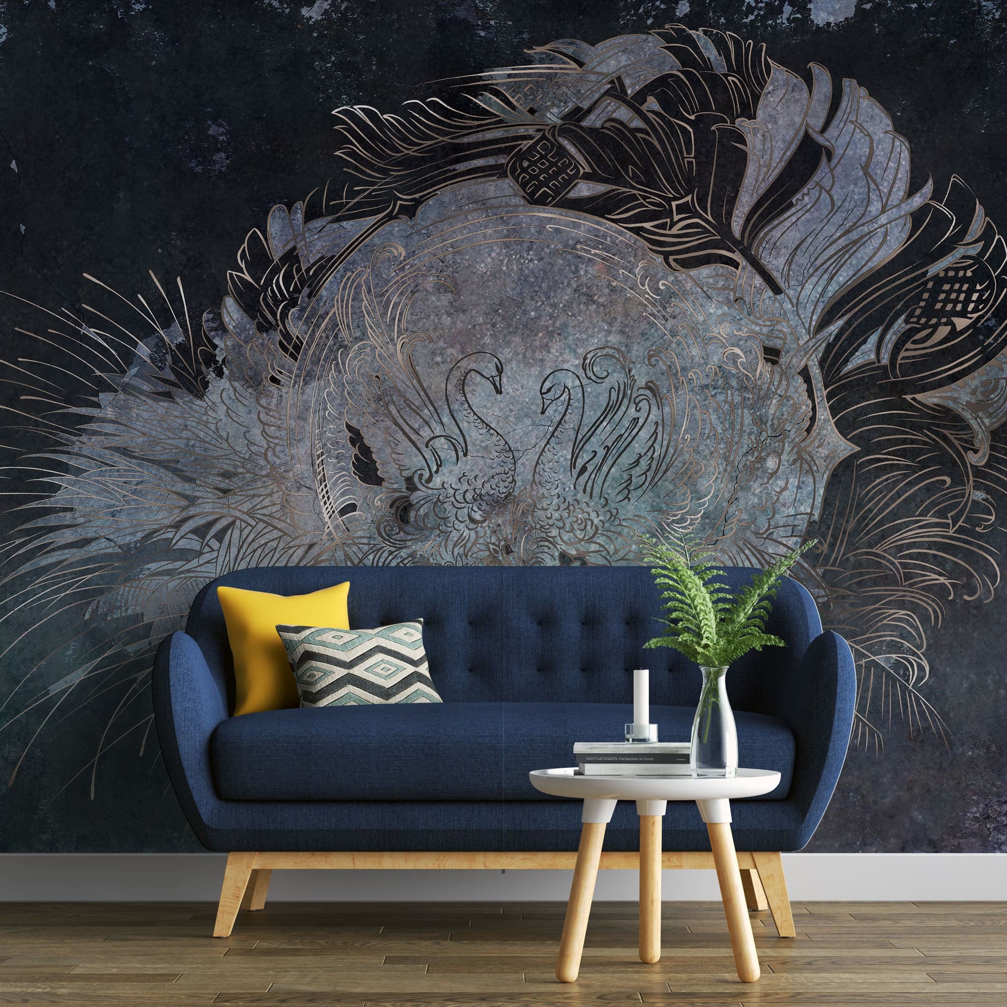 Oriental Black Swan Wallpaper | Japanese Luxury Design Chinoiserie ...
