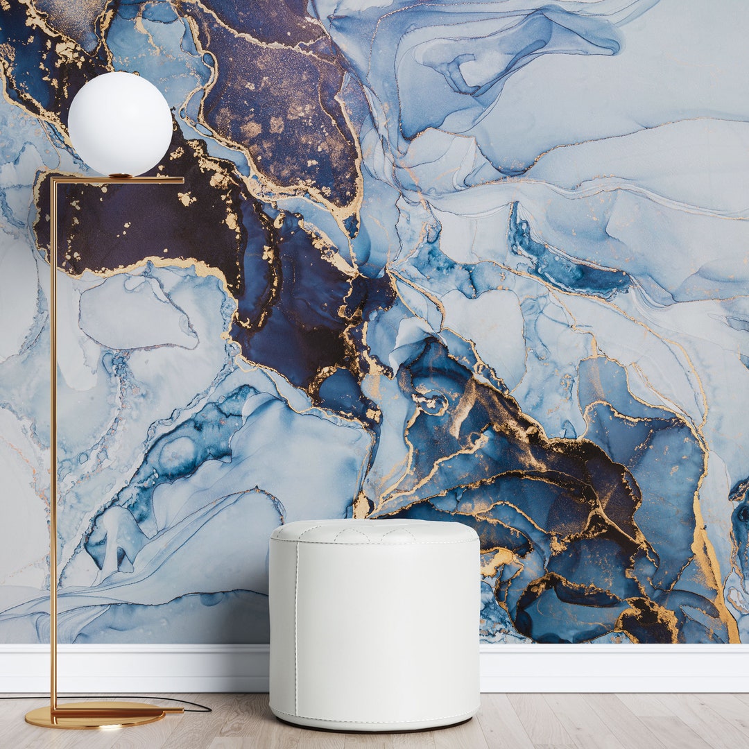 Blue Turquoise Gold Marble Texture Wallpaper | Luxury Modern Wall ...