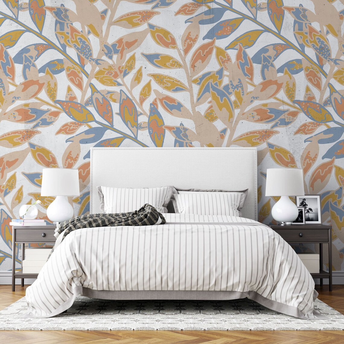 Colorful Leaf Pattern Wallpaper | Luxury Modern Wall Decor | Nature ...