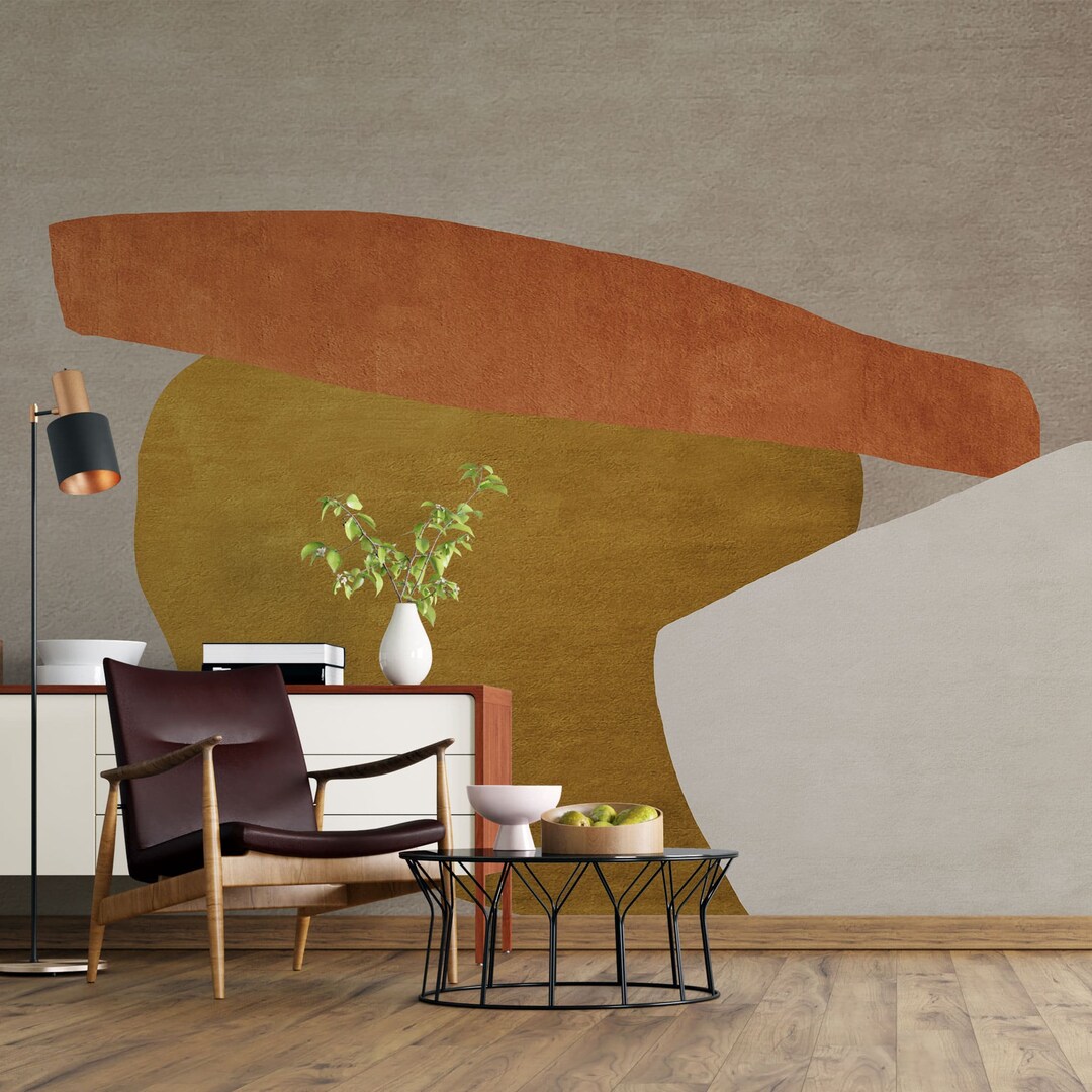 Gold Orange Zen Abstract Wallpaper | Luxury Modern Wall Decor ...