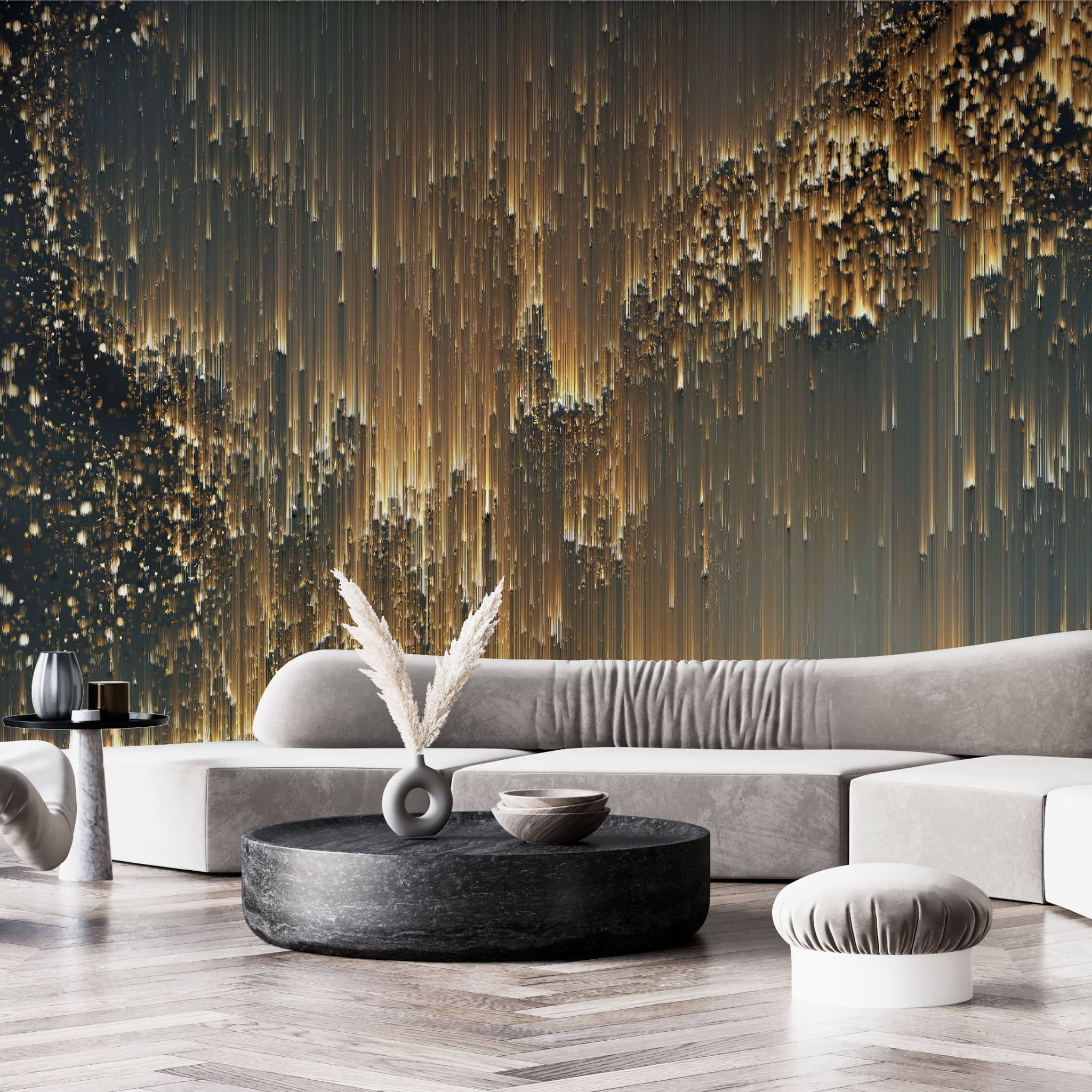 Golden Graphite Abstract Wallpaper Luxury Modern Wall Decor Textured ...