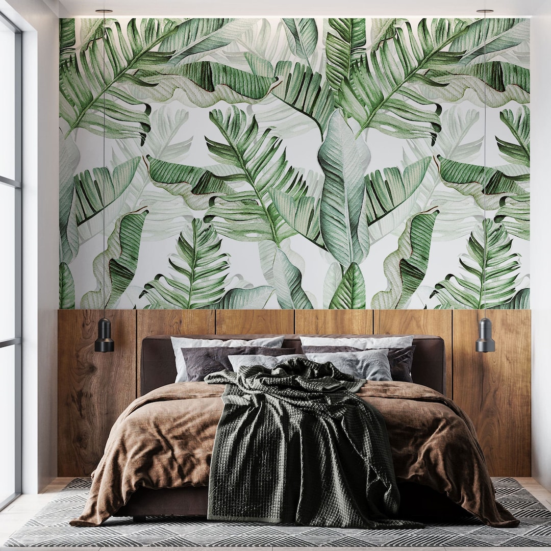 Tropical Watercolor Leaf Wallpaper | Luxury Modern Wall Decor | Nature ...