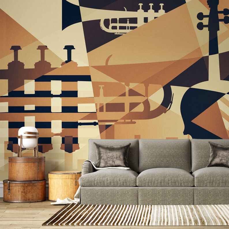 Abstract Musical Instruments Wallpaper | Luxury Modern Wall Decor ...