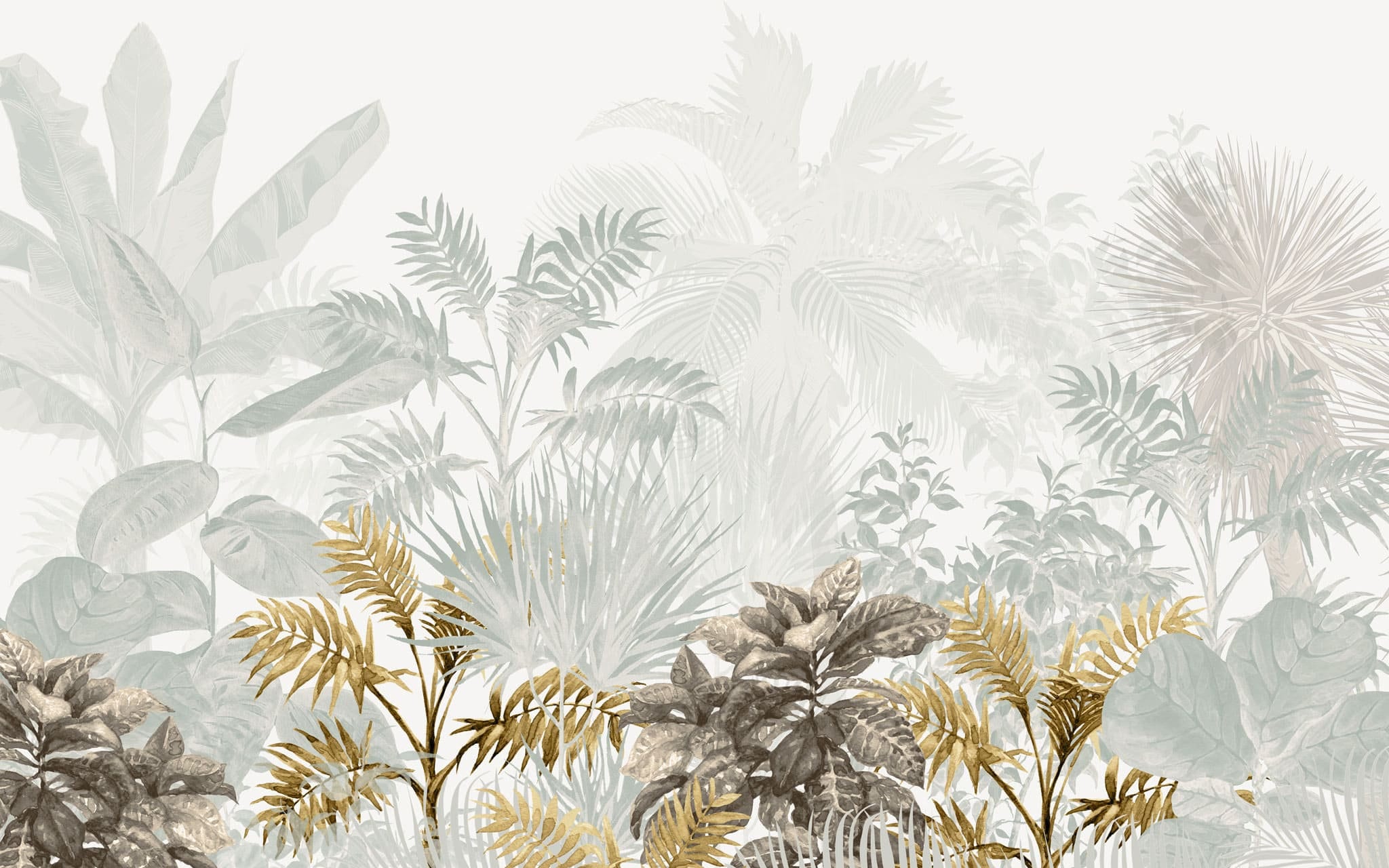 Sage Green Leaf Wallpaper | Luxury Modern Wall Decor | Nature Faded ...