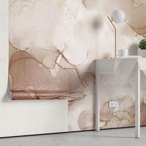 Powder Pink Gold Marble Texture Wallpaper | Luxury Modern Design | Ink ...