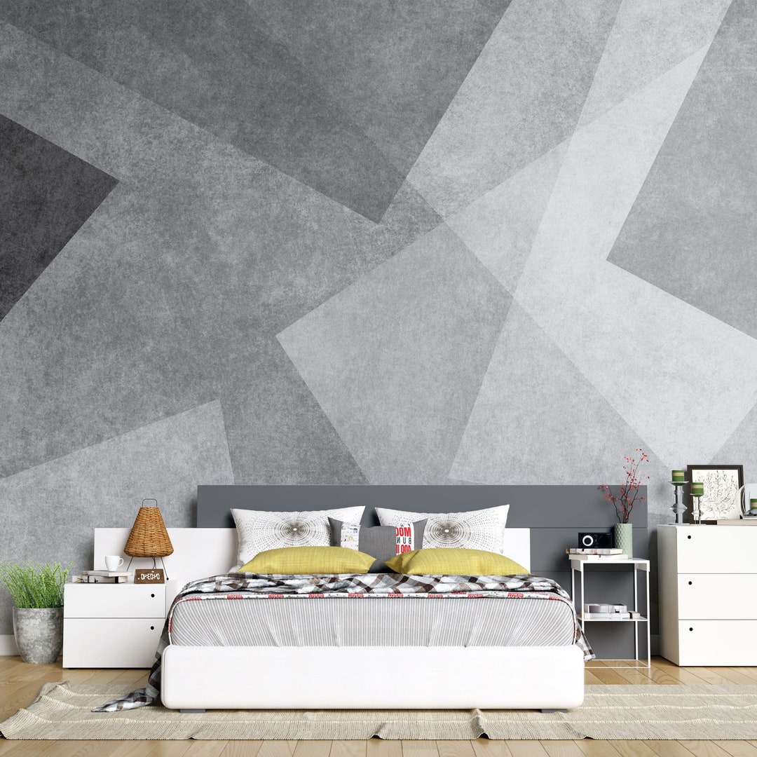 Grey Overlay Shapes Abstract Wallpaper | Luxury Modern Wall Decor ...