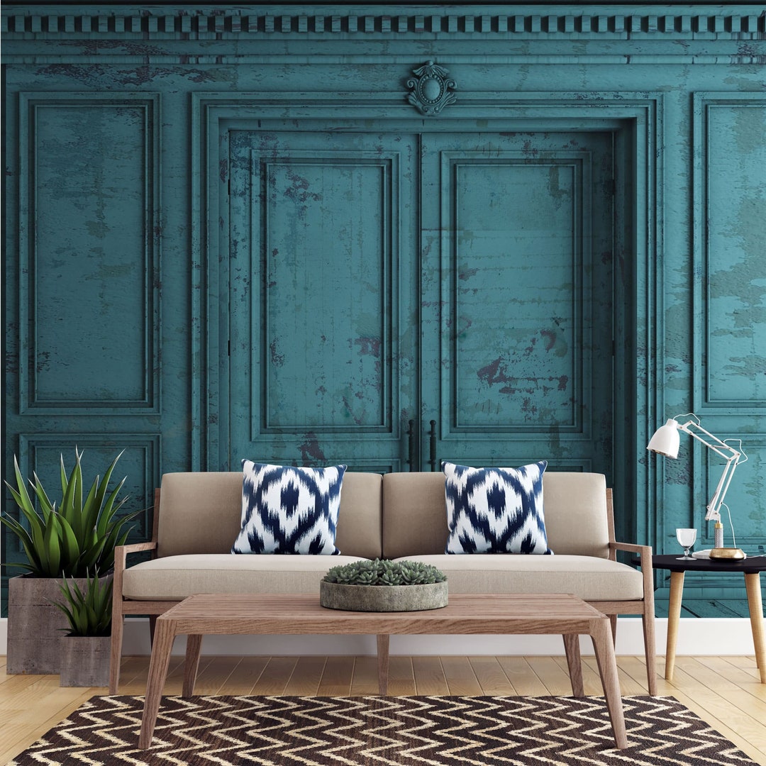 Vintage Turqouise Luxury Boiserie Panels Wallpaper | Antique Baroque ...