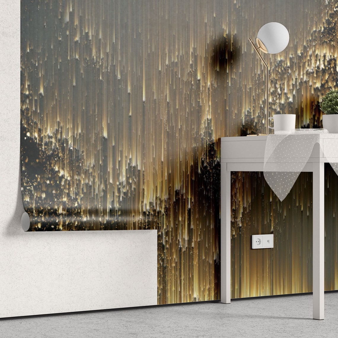 Golden Graphite Abstract Wallpaper Luxury Modern Wall Decor Textured ...