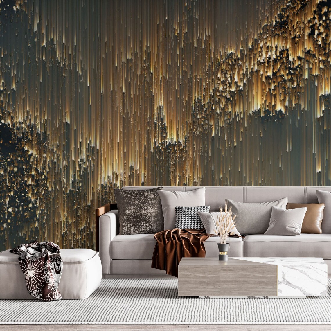Golden Graphite Abstract Wallpaper Luxury Modern Wall Decor Textured ...