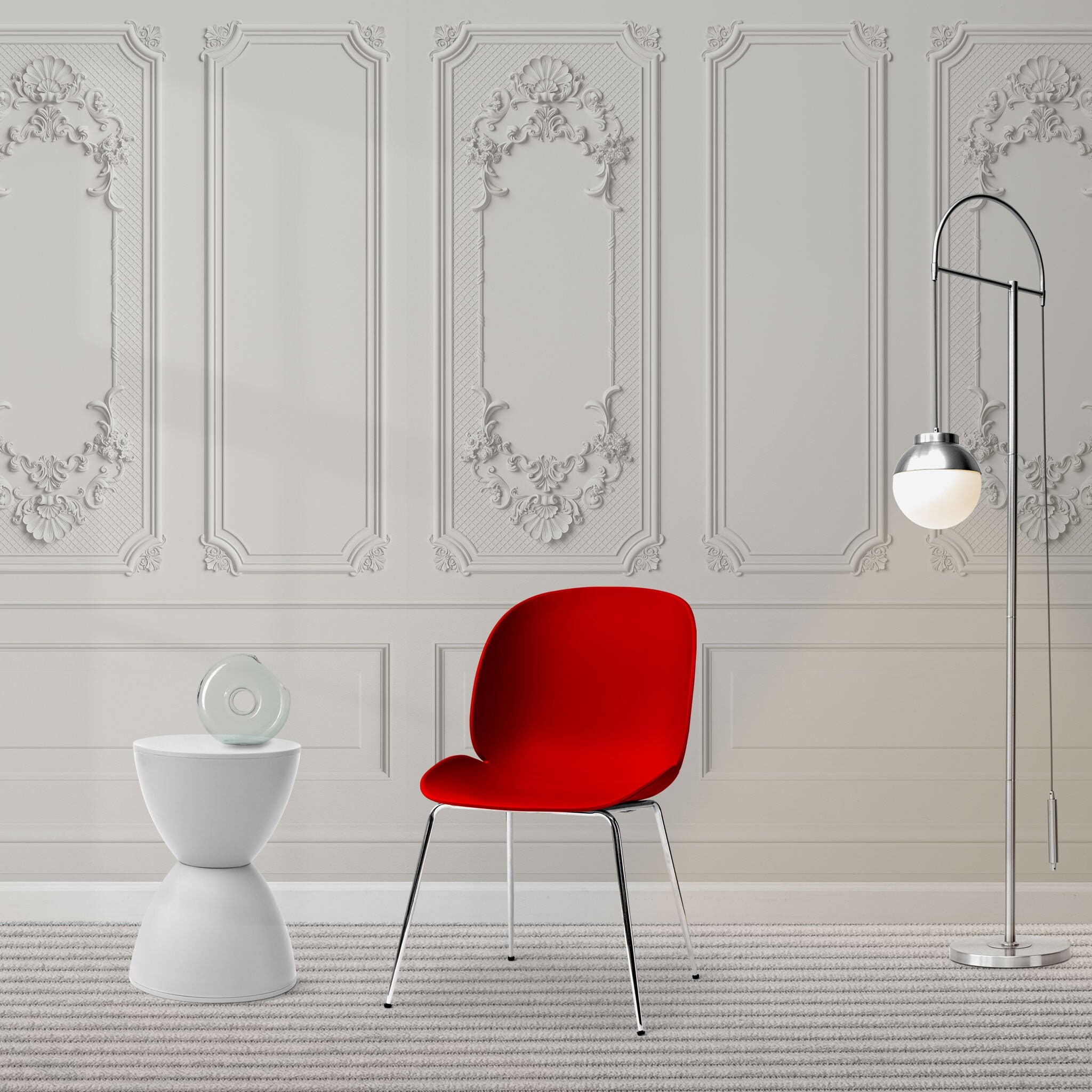 White Victorian Luxury Boiserie Panels Wallpaper | Antique Baroque ...