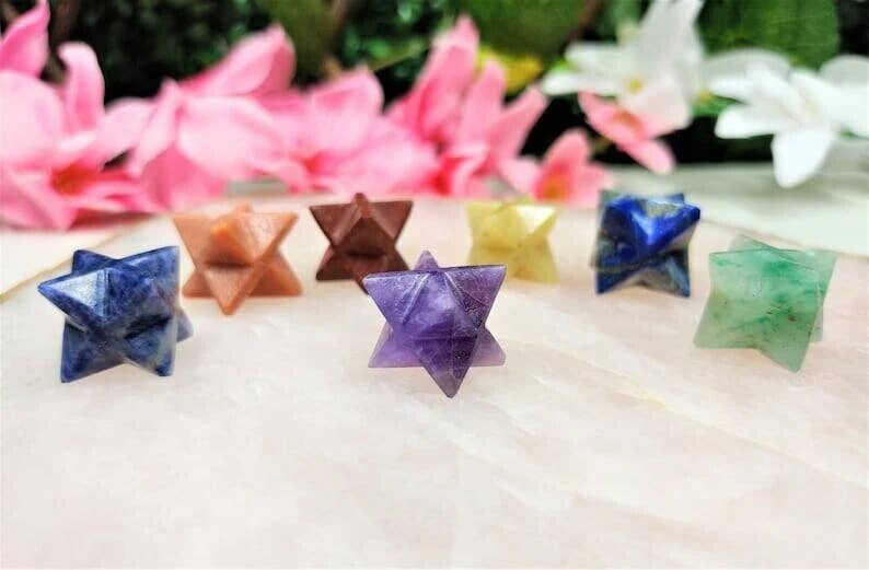 Hand Cut Seven Chakra Merkaba Star/chakra Bonded Merkaba Star/8 Point ...