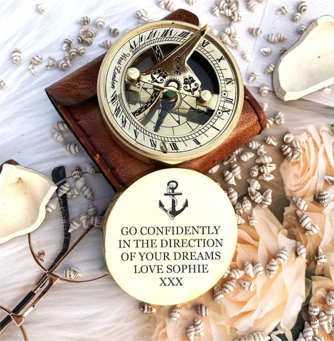Personalized Brass Compass, Anniversary Gift, Wedding Gift, Nautical ...
