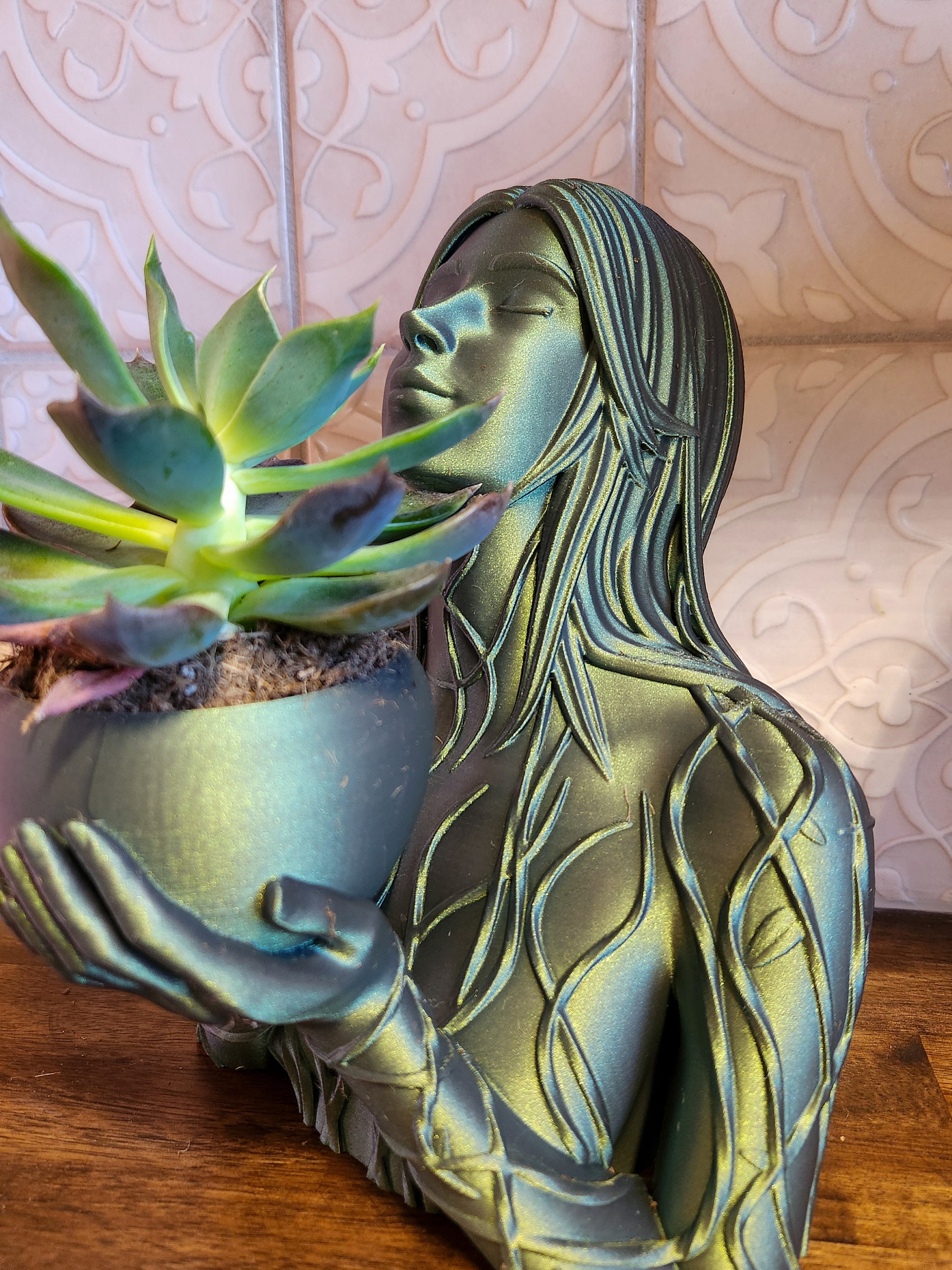 Garden Godess Planter With Drip Tray for Small Plants and Succulents - Etsy