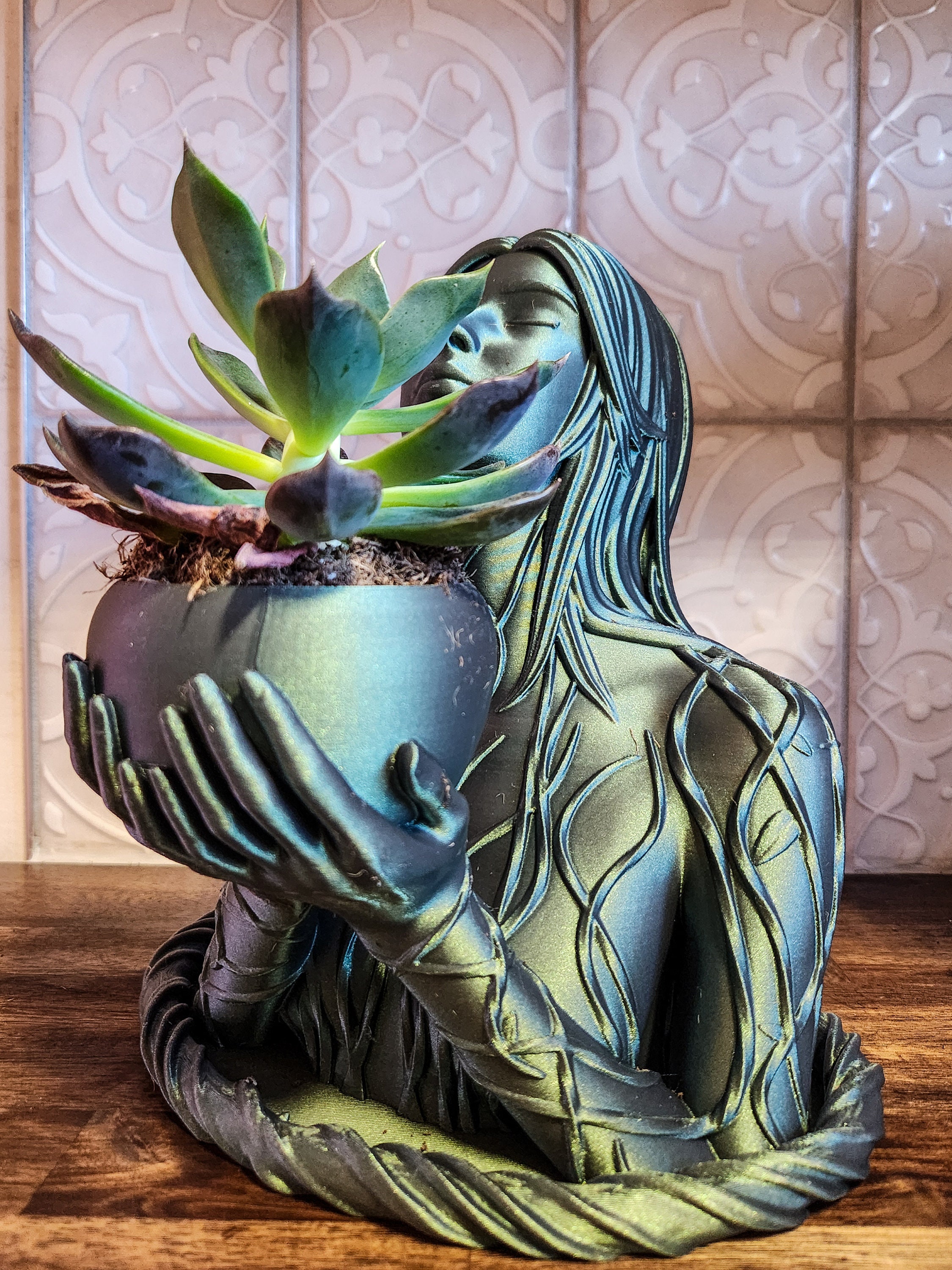 Garden Godess Planter With Drip Tray for Small Plants and Succulents - Etsy