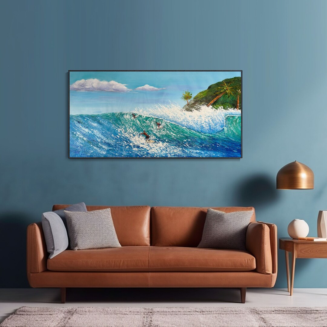 Large Abstract Ocean Landscape Texture Painting Surfing Sport Art Wall ...