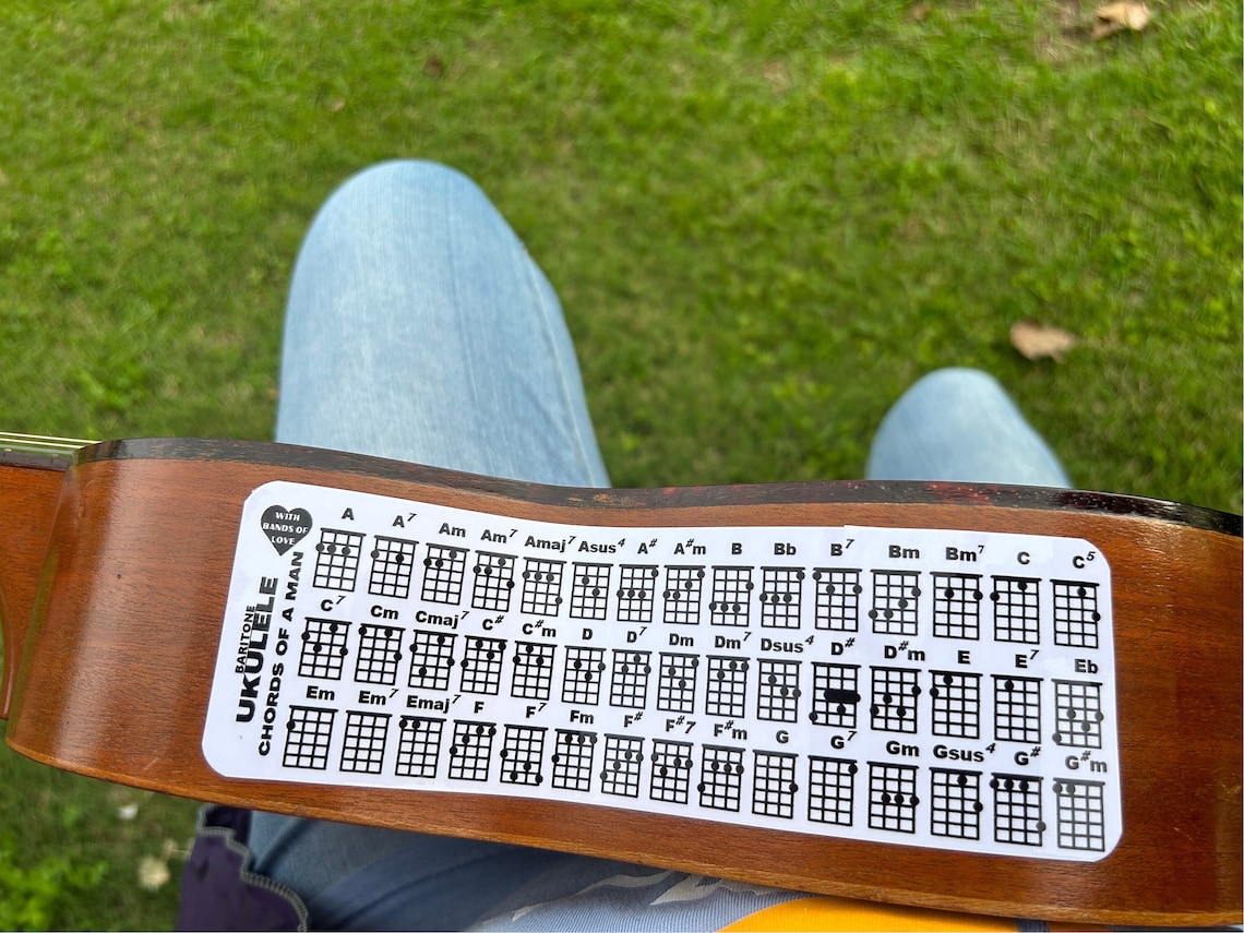 Baritone Ukulele Chords of a Man Sticker white - Etsy