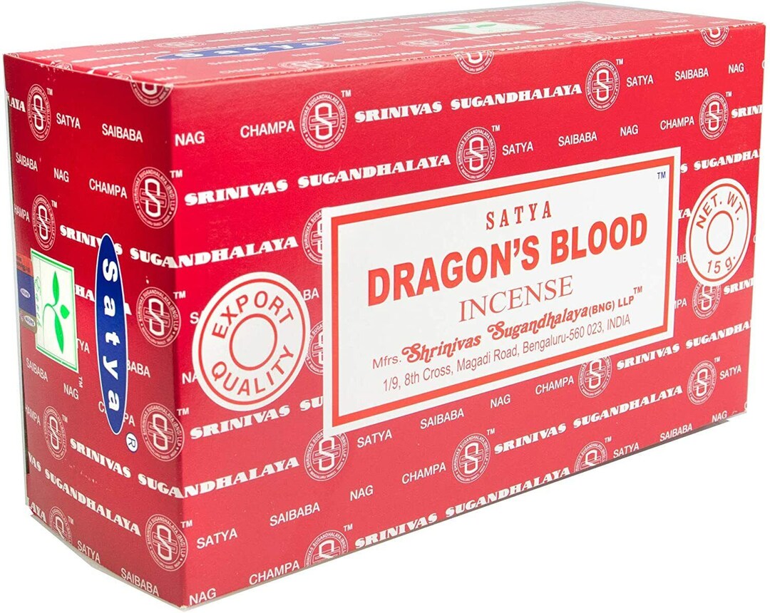 Satya Dragon's Blood Incense Sticks Agarbatti 180 Grams Box 12 Packs of ...