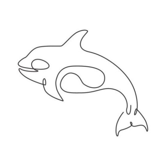One Single Line Drawing of Big Cute Whale. Whale Mascot for - Etsy