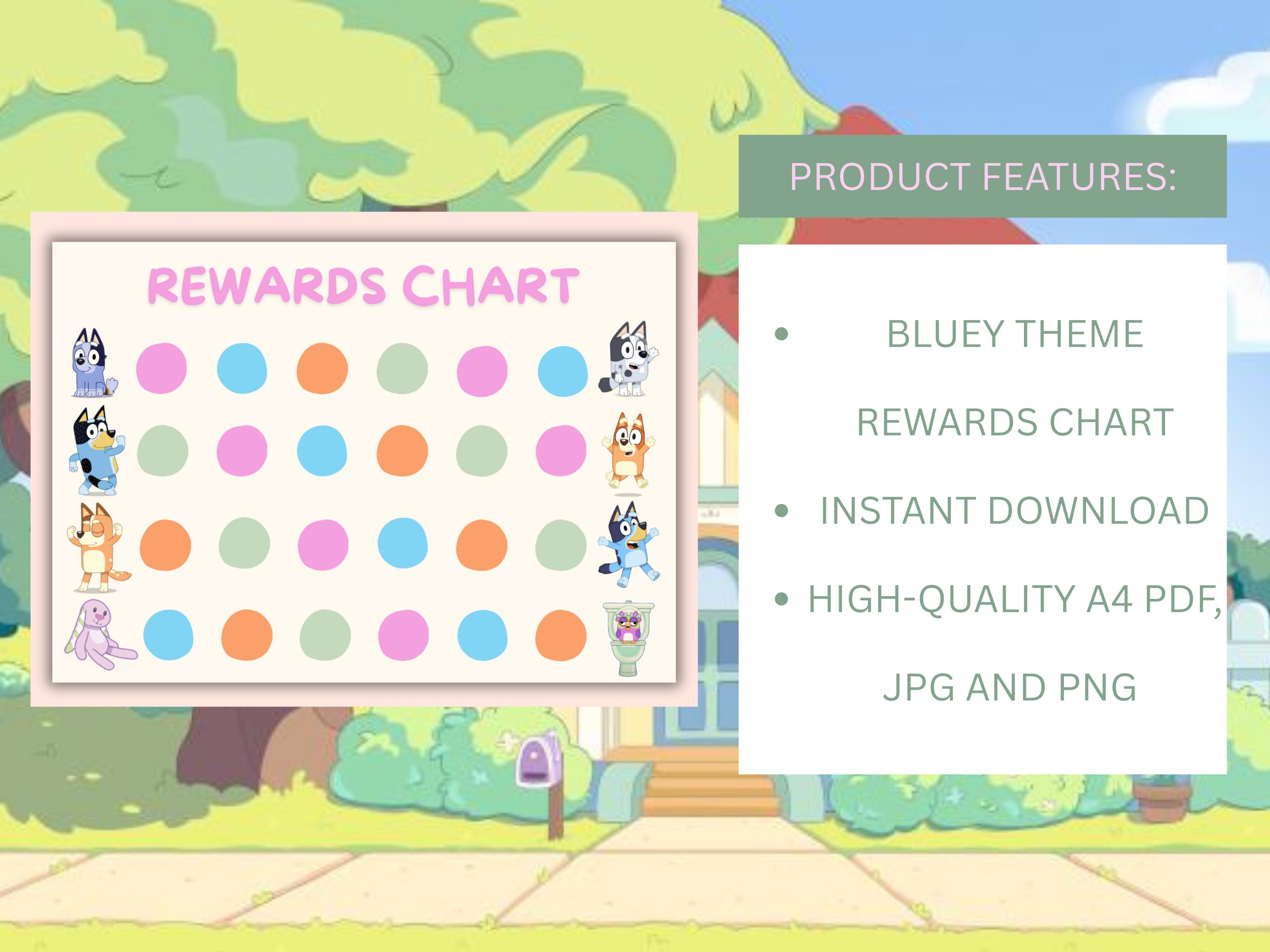 Bluey Theme Rewards Chart, Toileting Chart, Instant Download Reward ...