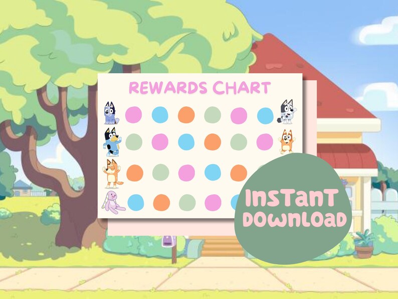 Bluey Theme Rewards Chart, Toileting Chart, Instant Download Reward ...