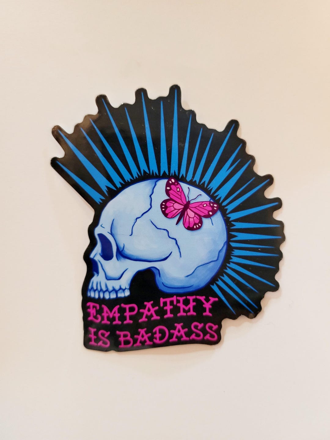 Empathy is Badass - Skull Mohawk Butterfly Die Cut Sticker - Etsy