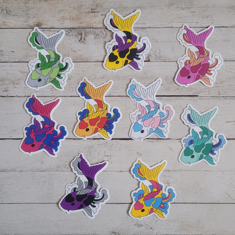 Rainbow Koi Sticker - Etsy