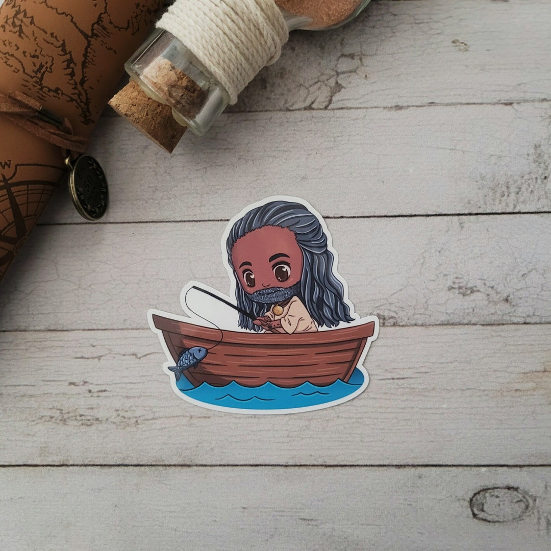 Chibi Pirate in Fishing Boat With Cat Bell - Die Cut Vinyl Sticker - Etsy