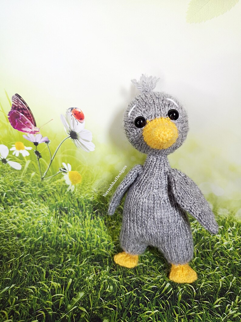Goose Knitting Pattern PDF in English, Knitted Gosling Keychain Toy ...