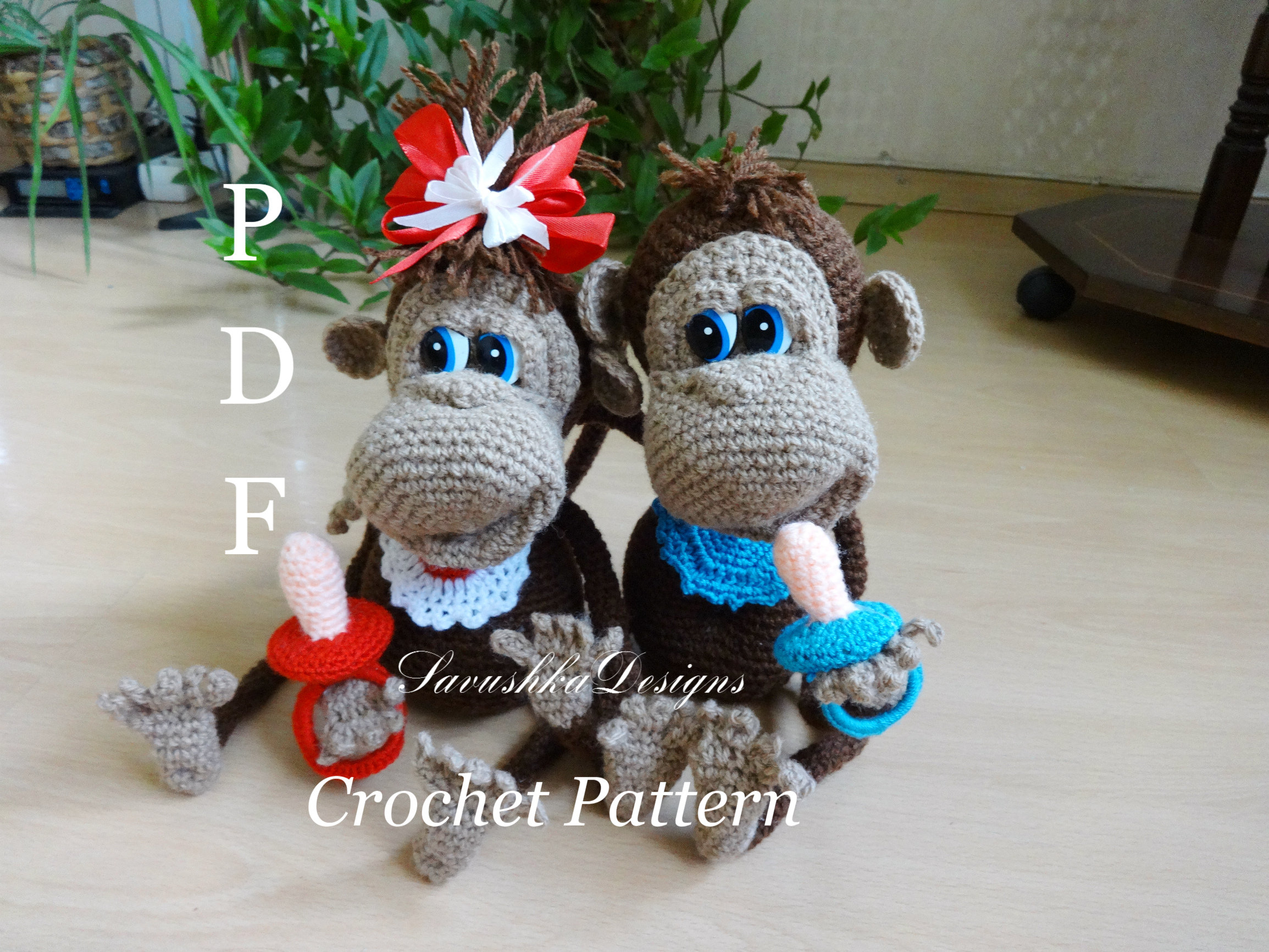 Monkey Crochet Pattern: Amigurumi Doll With Pacifier (PDF Pattern) - Etsy