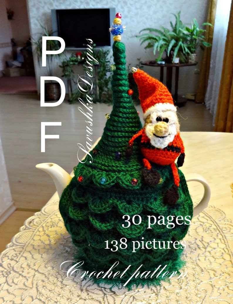Tea Cozy Pattern, Crochet Pattern Christmas Tea Cosy, Christmas Crochet ...