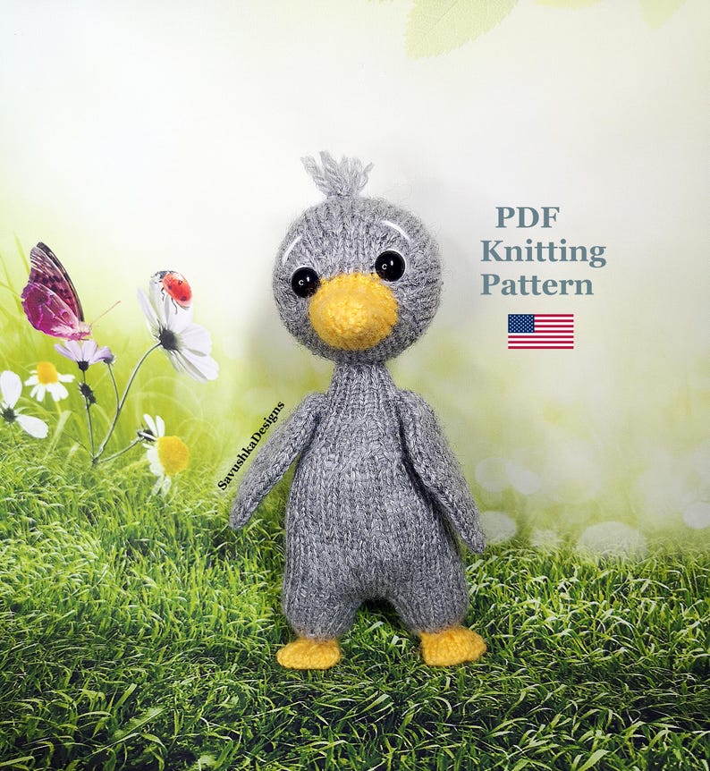 Goose Knitting Pattern PDF in English, Knitted Gosling Keychain Toy ...