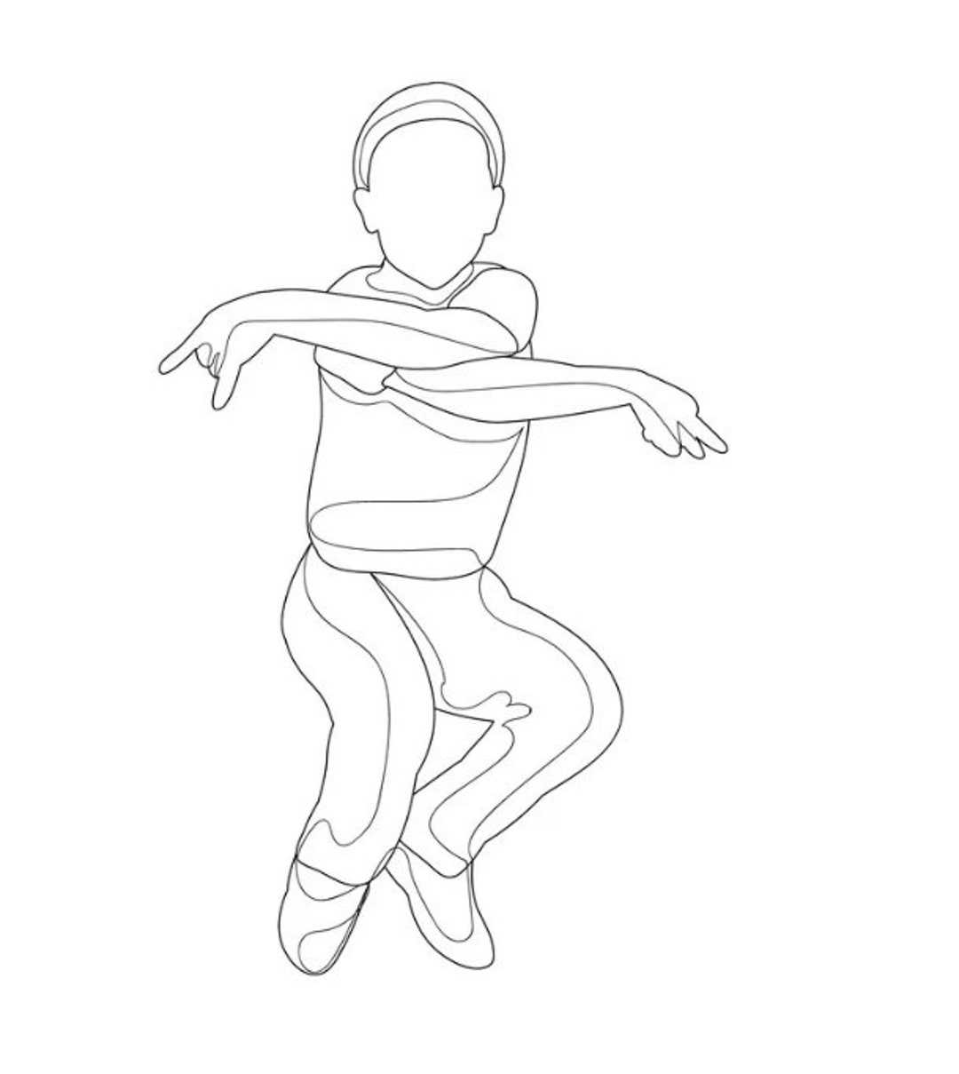 Sketch With Lines a Boy Jumping Image - Etsy