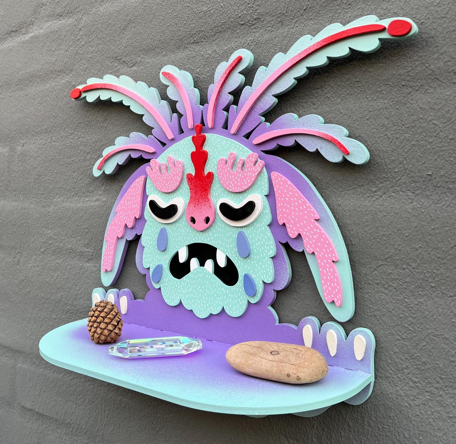 Sad Fairy Monster Shelf - Unique Trinket Shelf, Dopamine Decor, Cute ...