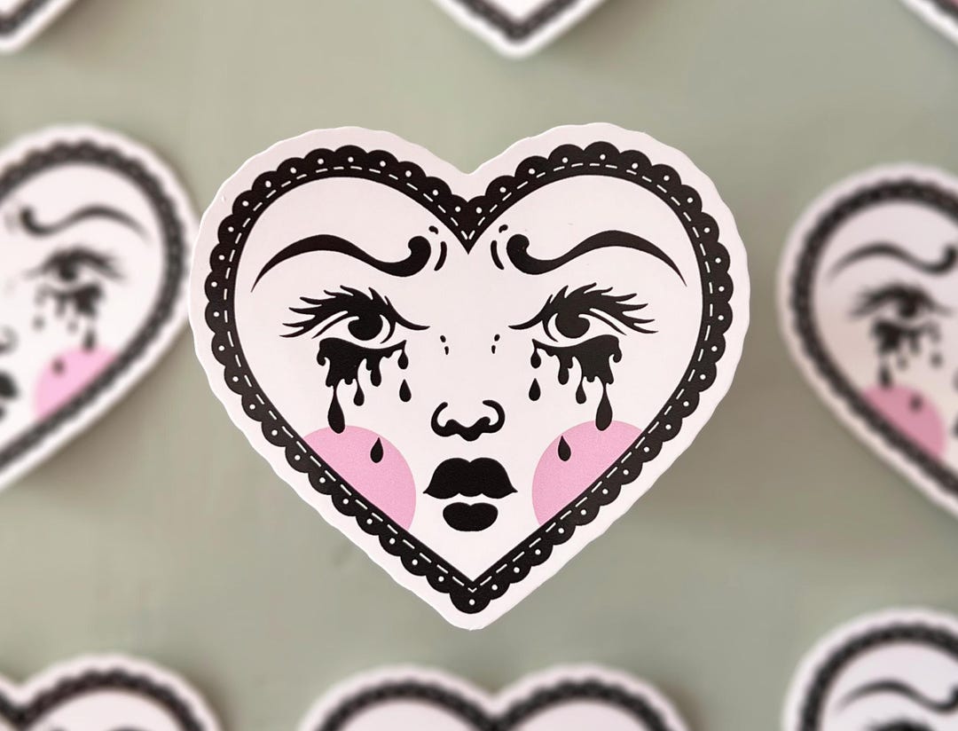 Crying Heart Sticker / Cry Baby / Broken Heart / Laptop Sticker ...
