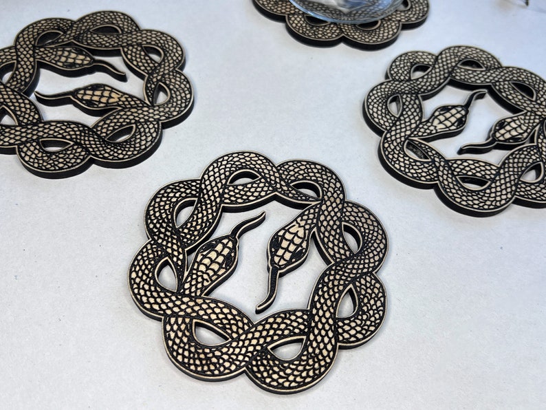 Twisted Snake Coaster Wooden Coaster Table Decoration Goth Home Decor ...