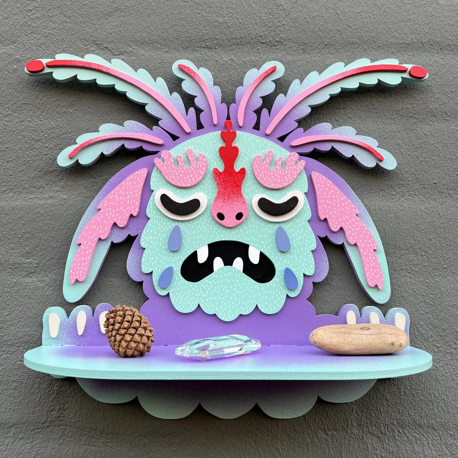 Sad Fairy Monster Shelf - Unique Trinket Shelf, Dopamine Decor, Cute ...