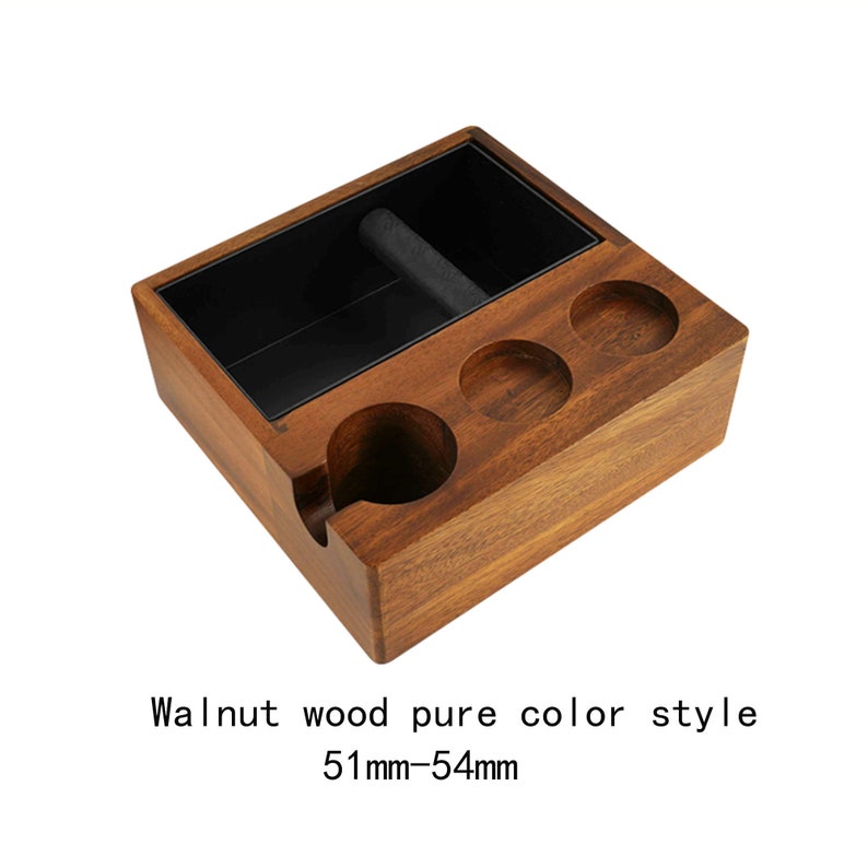 Wooden Espresso Tamp Station Knock Box With Removable Metal Basket for ...