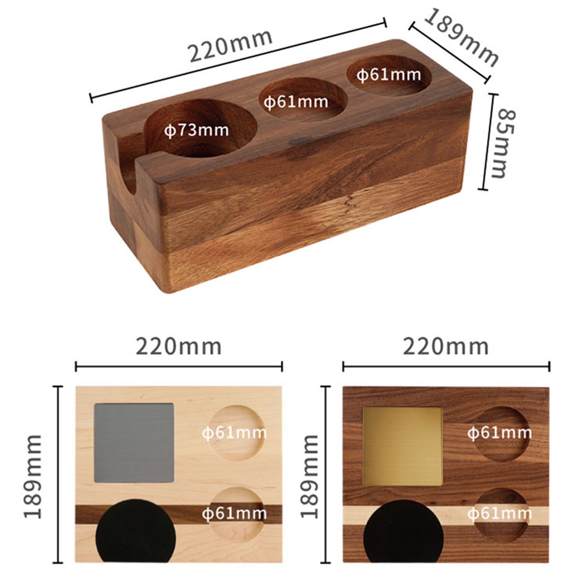 Wooden Espresso Tamp Station Knock Box With Removable Metal Basket for ...