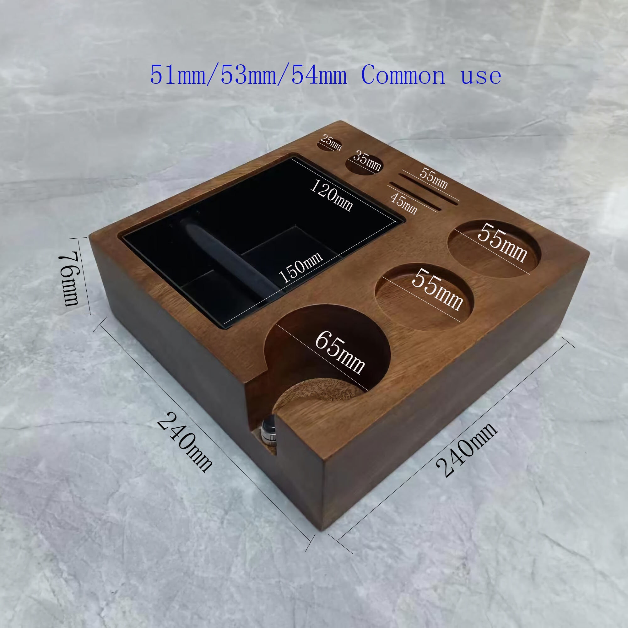 Wooden Espresso Tamp Station Knock Box With Removable Metal Basket for ...