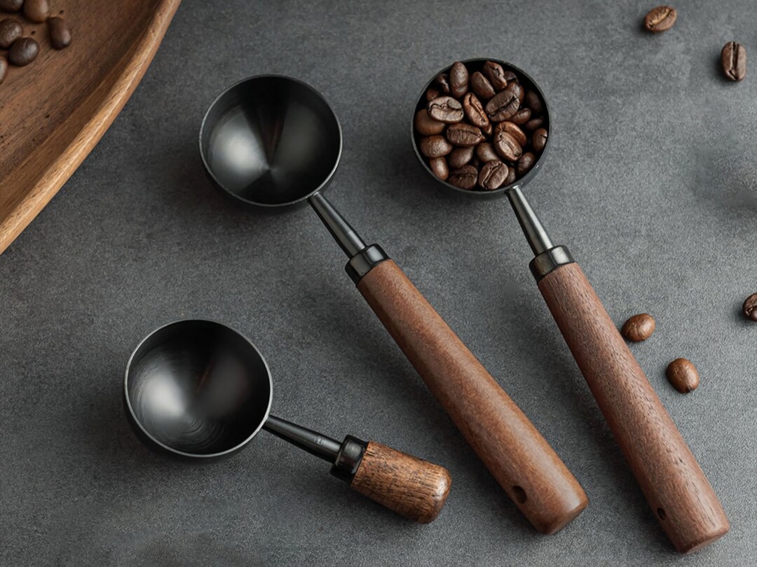 Natural Wood Coffee Spoon, Coffee Bean Spoon, Short Handle and Long ...