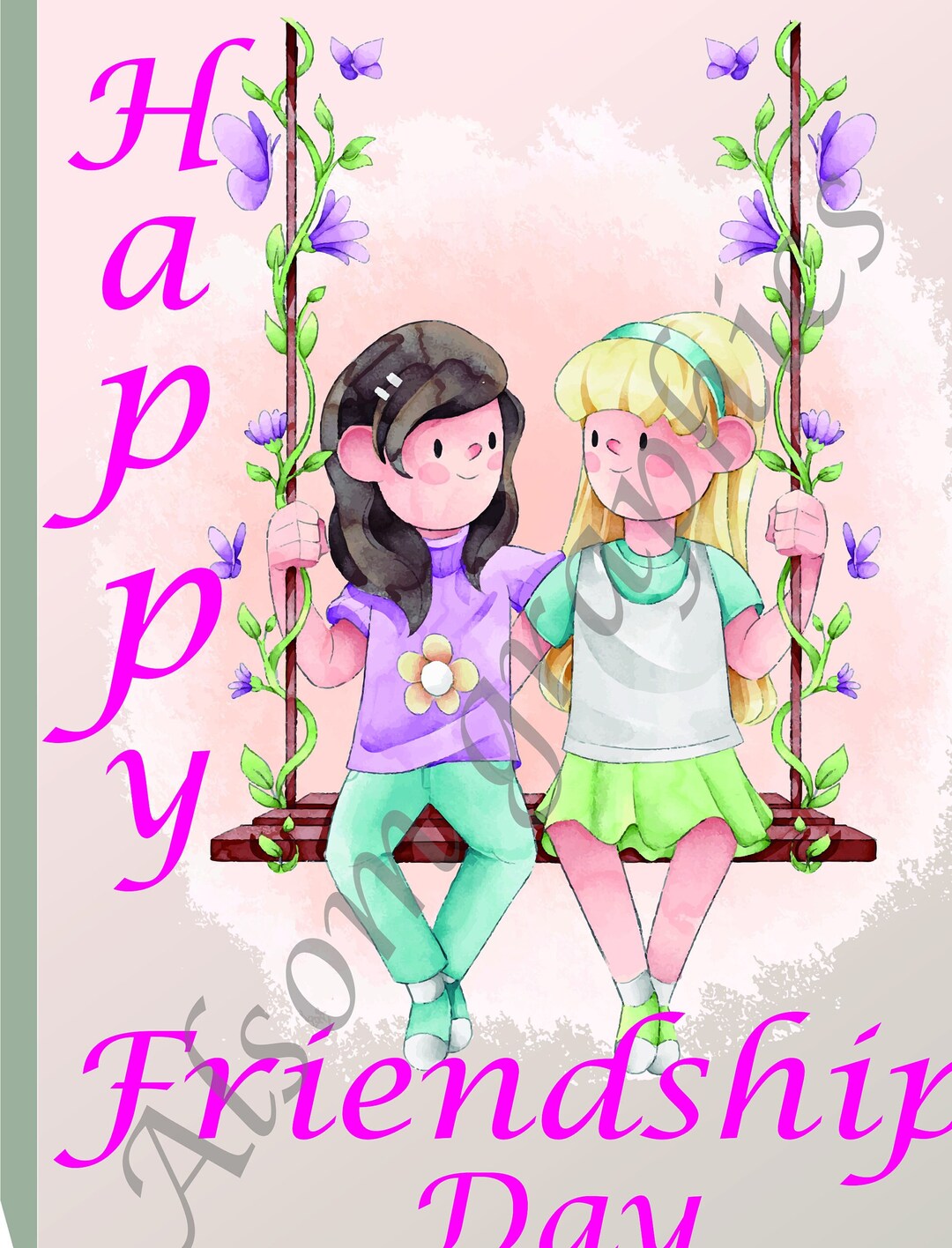 Trendy Printable Friendship Day Card - Etsy