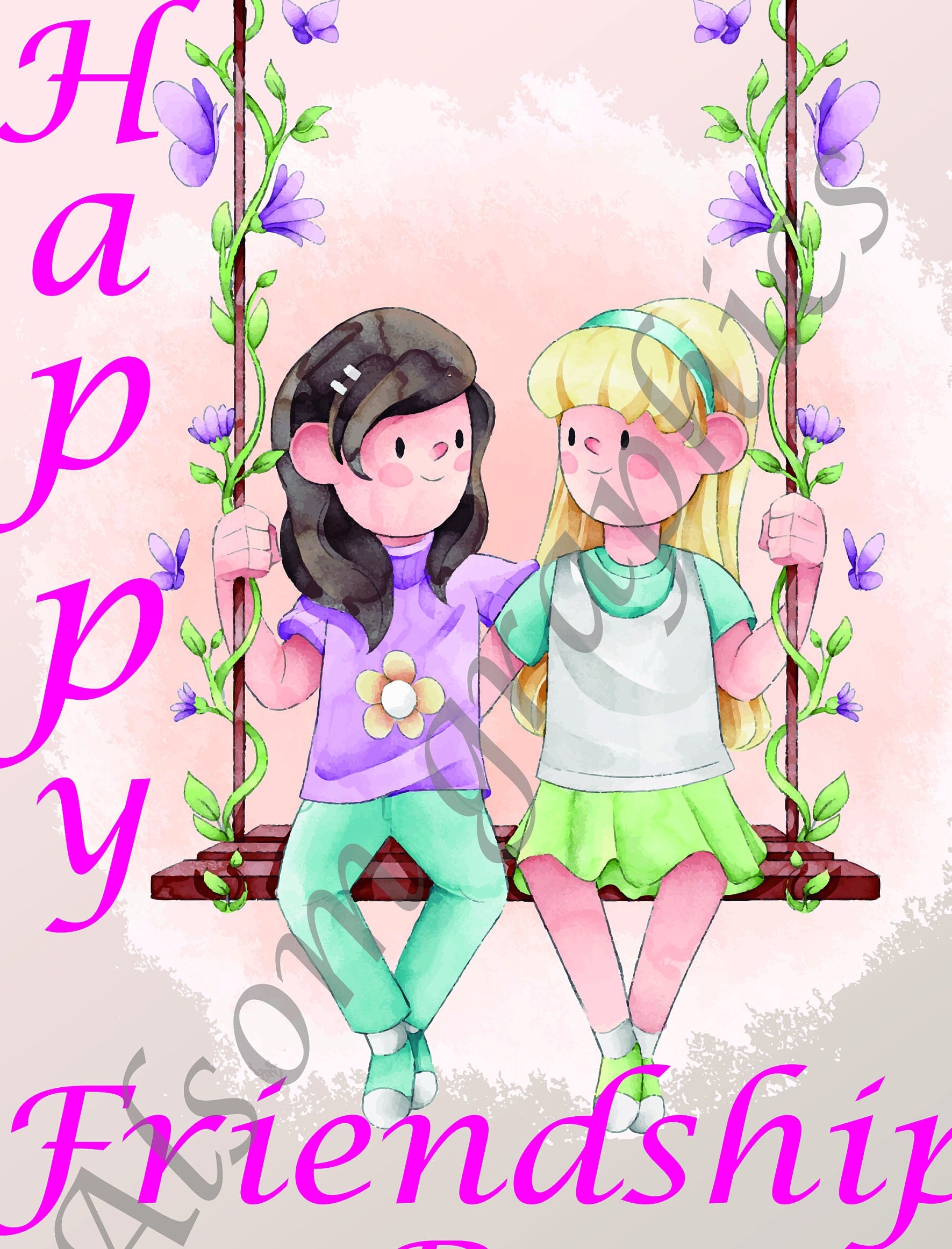 Trendy Printable Friendship Day Card - Etsy