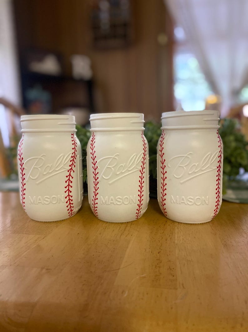 Baseball Mason Jar Set - Etsy