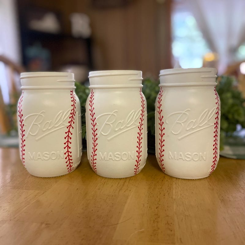 Baseball Mason Jar - Etsy
